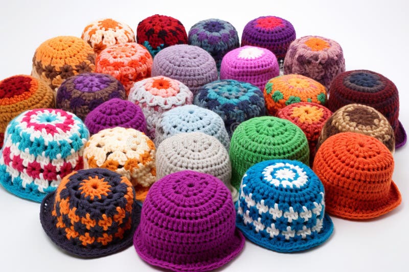 Illustration of Funky Crochet Hat Assortment Design a Selectionr ...