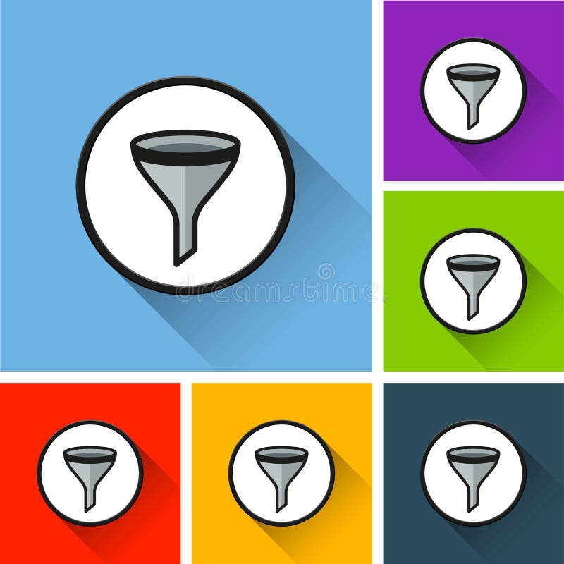 Funnel Icons with Long Shadow Stock Vector - Illustration of button ...