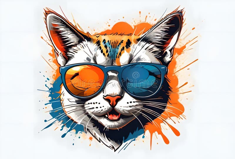 Illustration of a Funny Cat in Sunglasses Stock Image - Image of ...