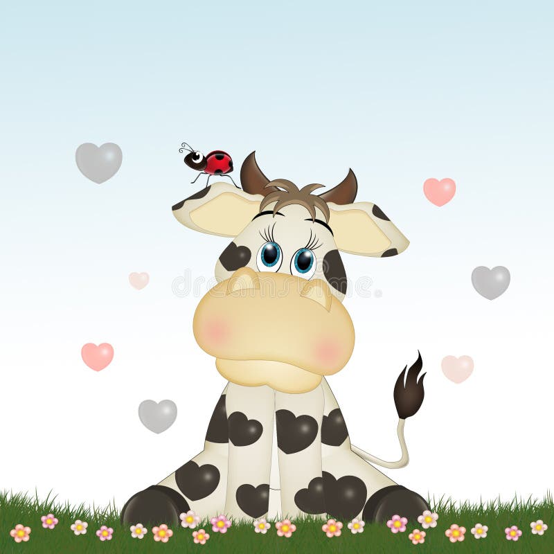 Illustration of funny cow stock illustration. Illustration of funny ...