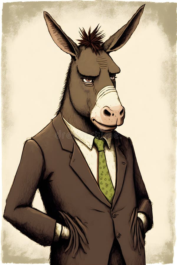 Illustration of Donkey in a Business Suit at the Studio Stock Illustration - Illustration of ...