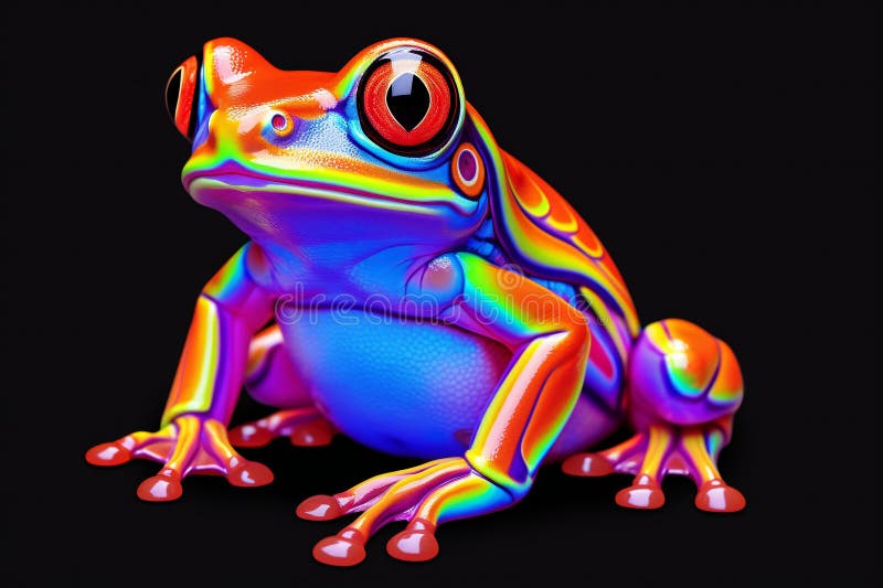 Illustration of Funny Frog on a Black Background Stock Illustration ...