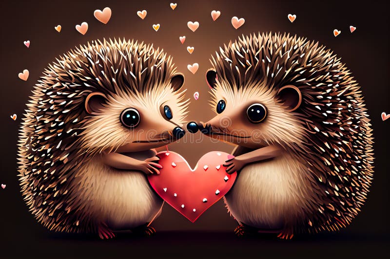 Illustration Funny Hedgehogs in Love. Generative AI, Generative, AI ...