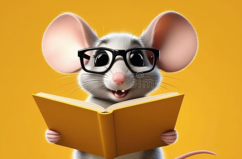 A Mouse is Reading a Book in Front of Some Stones, AI Stock Image ...