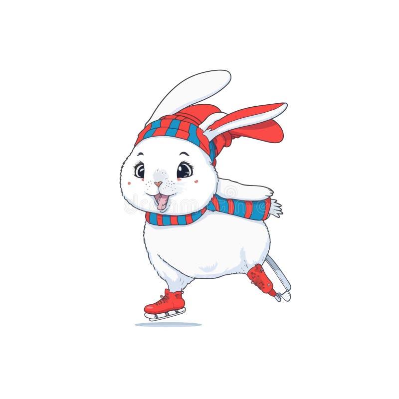 Illustration of Funny Rabbit on Ice Skates Stock Illustration ...
