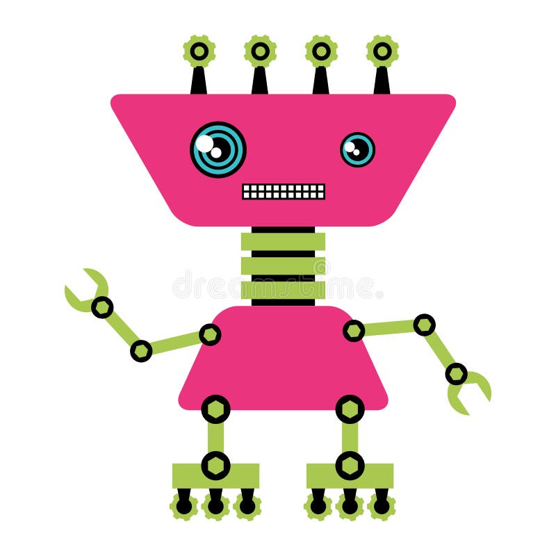 Illustration of Funny Robot. Stock Vector - Illustration of machinery ...