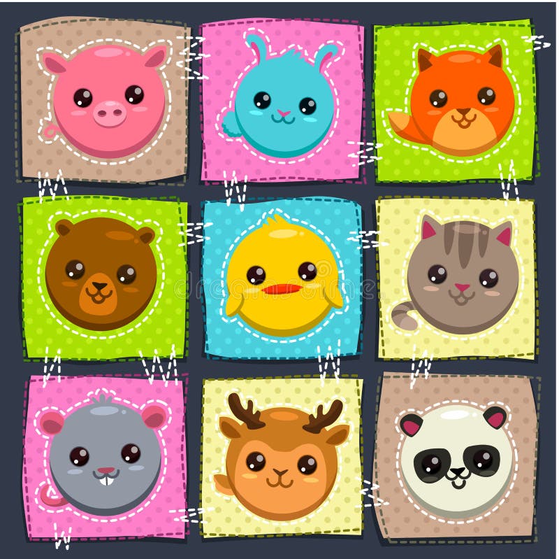 Illustration with Funny Round Animals Stock Illustration - Illustration ...