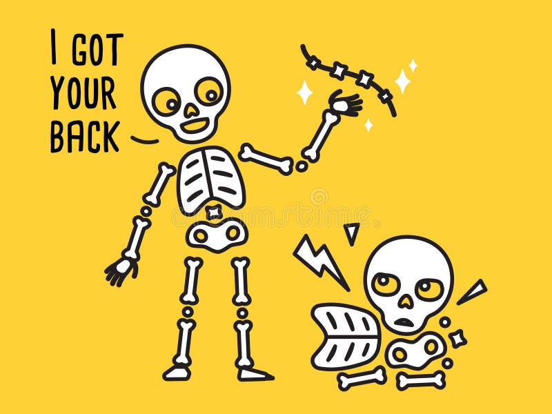 An Illustration of a Funny Skeleton Holding the Back of Another Stock ...