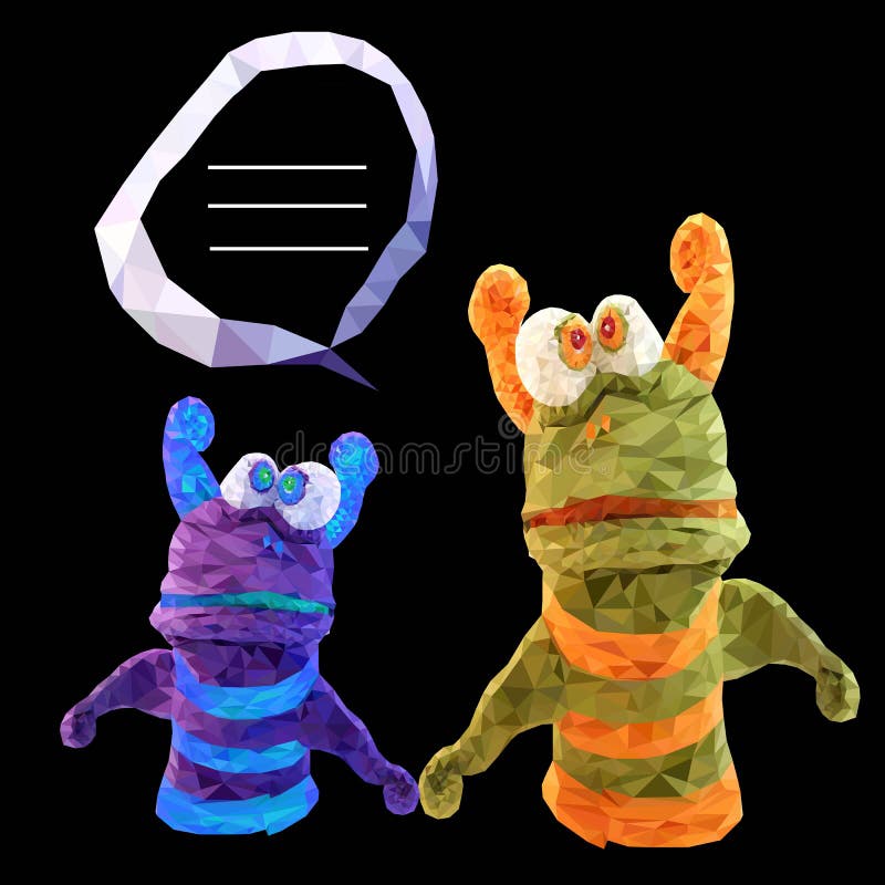 Illustration of Funny Two Monster in Triangles Stock Illustration ...