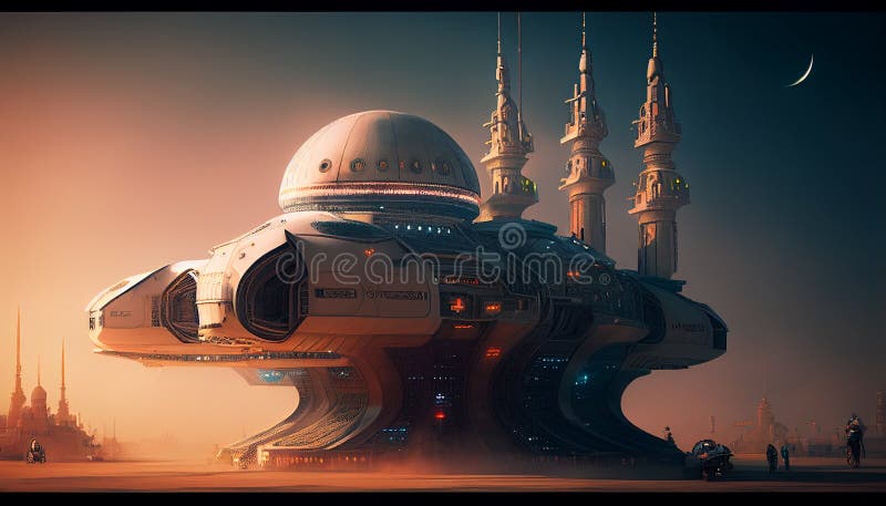 Future and Hi Tech Mosque Created with Generative AI Technology Stock ...