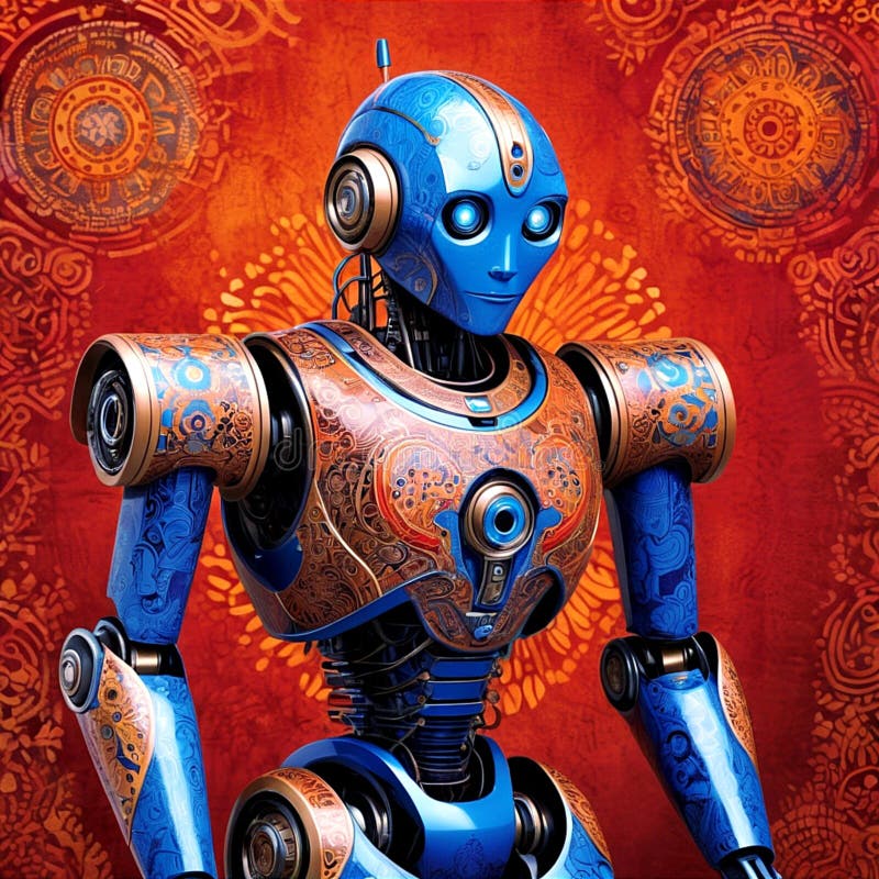 Illustration of a Future Smart Robot with a Batik Theme Stock ...