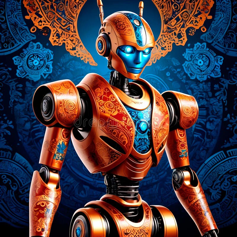 Illustration of a Future Smart Robot with a Batik Theme Stock ...