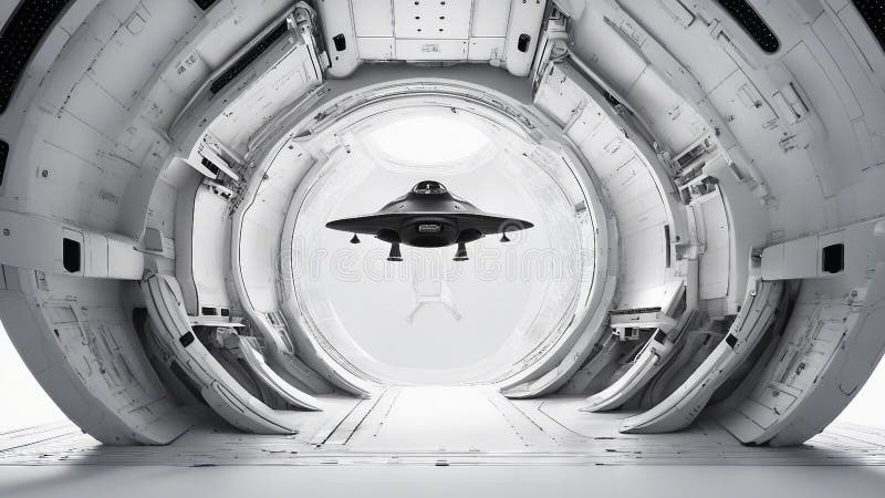An Illustration of a Futuristic Alien Space Shuttle on a White Stock ...