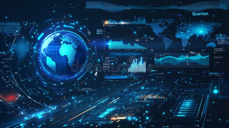 Illustration of a Futuristic Big Data User Interface. HUD GUI with Text ...