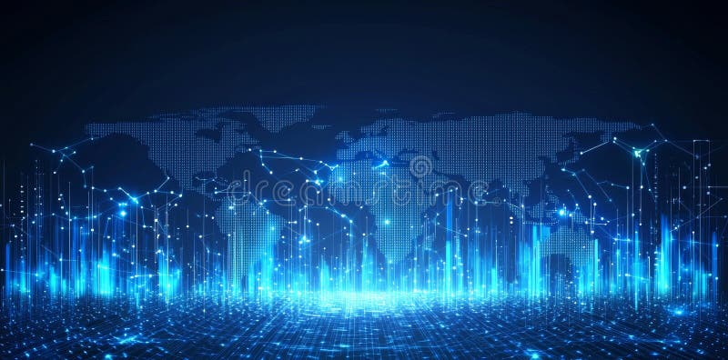 An Illustration of a Futuristic Blue Digital Globe with a Digital ...