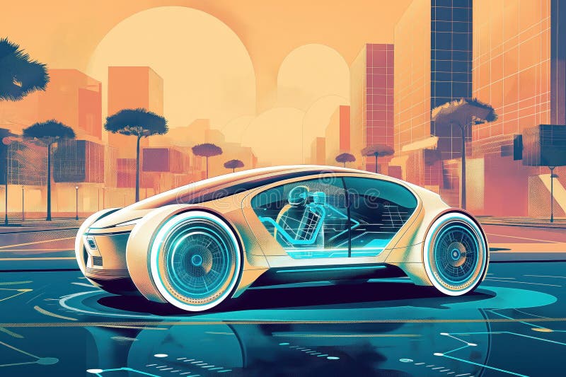 Illustration of Futuristic Car Technology with Generative in Autonomous ...