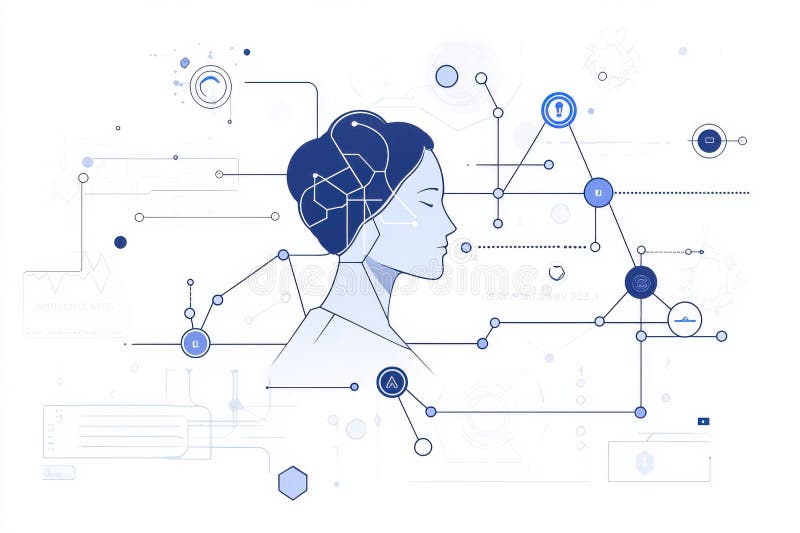 Futuristic Artificial Intelligence Network Concept with Digital Connections Stock Illustration ...