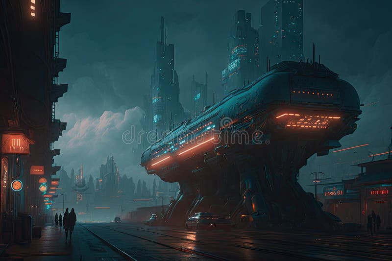 Illustration of the Futuristic Cyberpunk World Stock Illustration ...