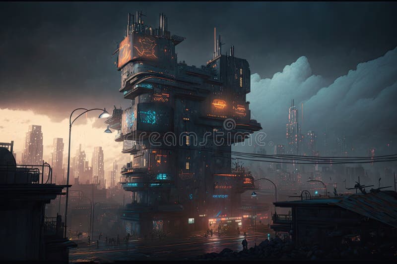 Illustration of the Futuristic Cyberpunk World Stock Illustration ...