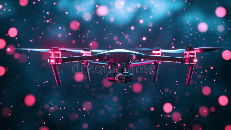 Illustration of Futuristic Drone Technology in Which Digital Wireframe ...