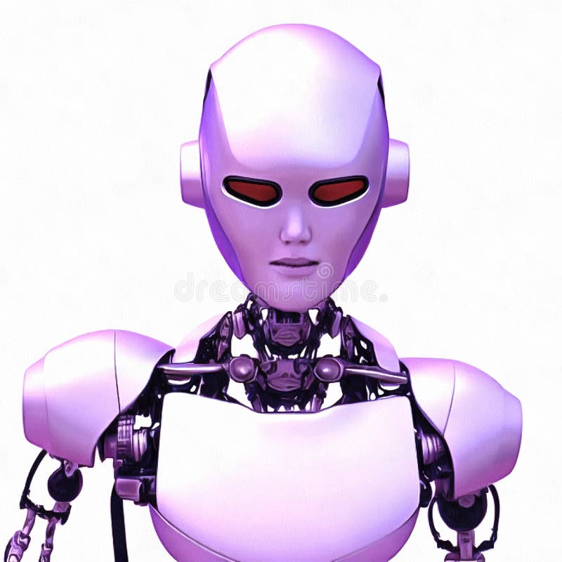 Illustration of Futuristic Fantastic Android Robot Portrait Painting on ... Illustration of Futuristic Fantastic Android Robot Portrait Painting on ...