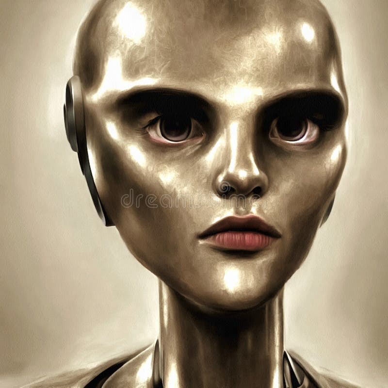Illustration of Futuristic Fantastic Android Robot Portrait Painting on ... Illustration of Futuristic Fantastic Android Robot Portrait Painting on ...