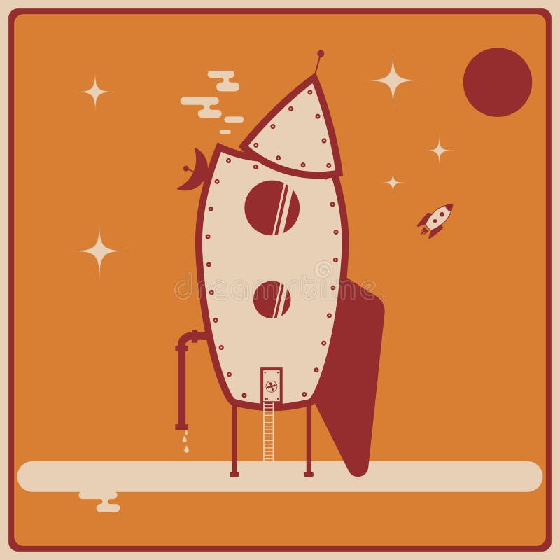 Illustration of Futuristic House Made from Space Rocket. Stock Vector ...