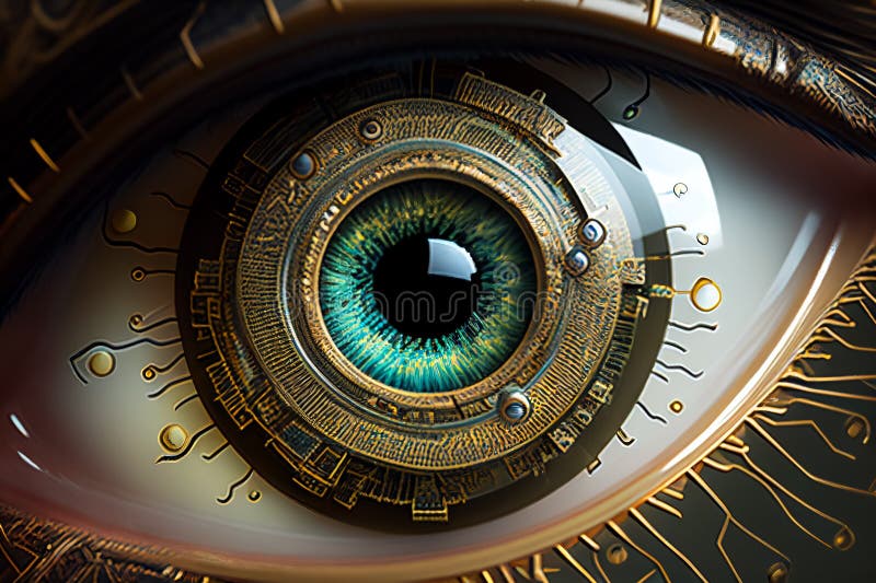 An Illustration of Futuristic Human Eye with Electronic Elements, AI ...