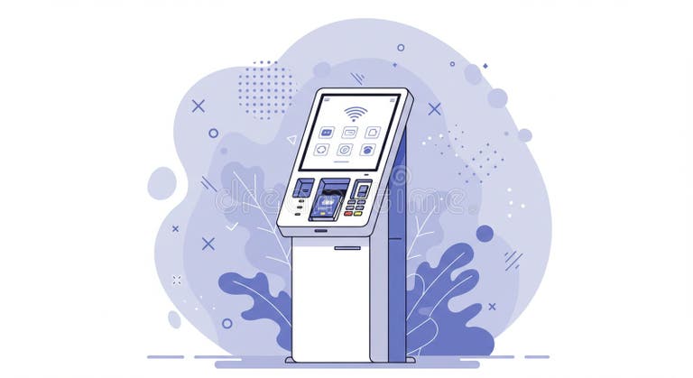 Illustration of a Futuristic Kiosk Design with a Tall Rectangular Shape ...