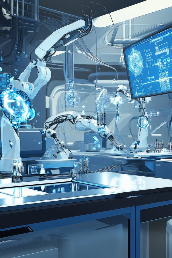Illustration of a Futuristic Laboratory Filled with Advanced Technology ...