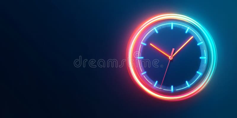 An Illustration of a Futuristic Neon Digital Clock that Captures the ...