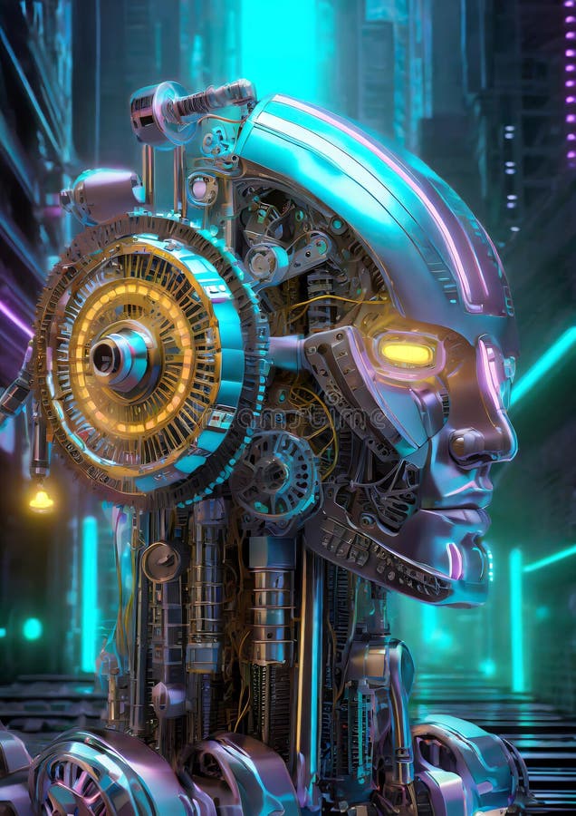 An Illustration of a Futuristic Robotic Android with AI Capability ...