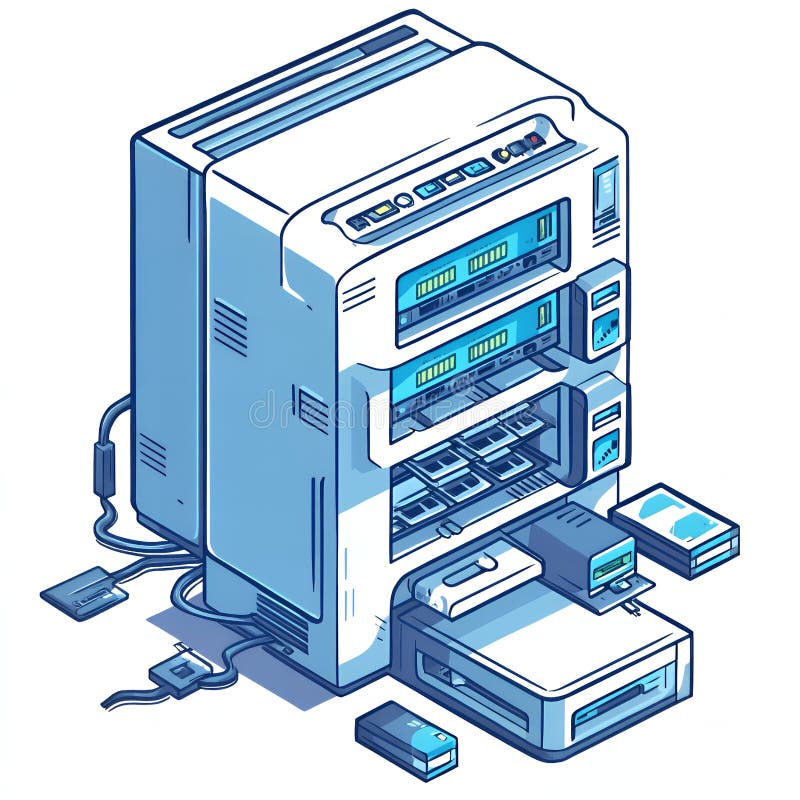 Illustration of a Futuristic Server with Storage Drives Stock ...