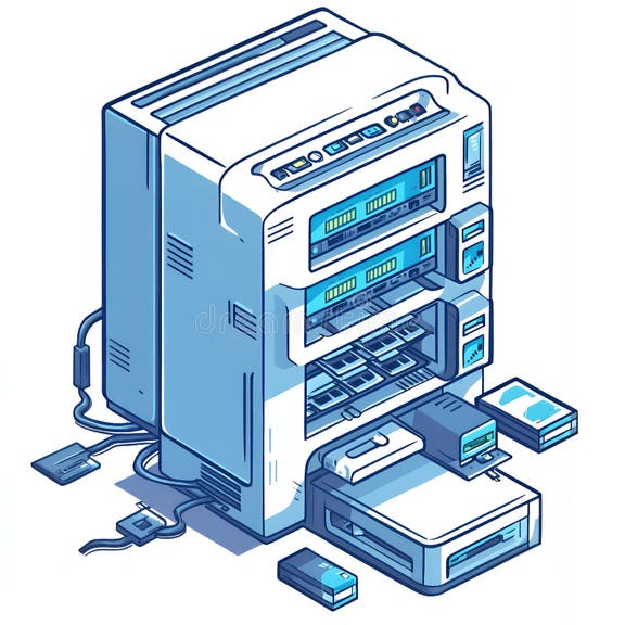 Illustration of a Futuristic Server with Storage Drives Stock ...