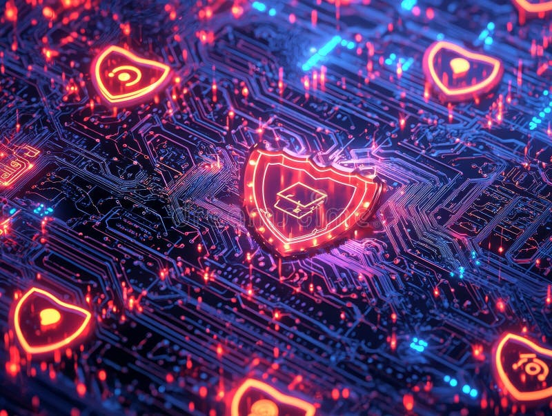 An Illustration of 5G Network Cybersecurity Measures Showing Glowing ...
