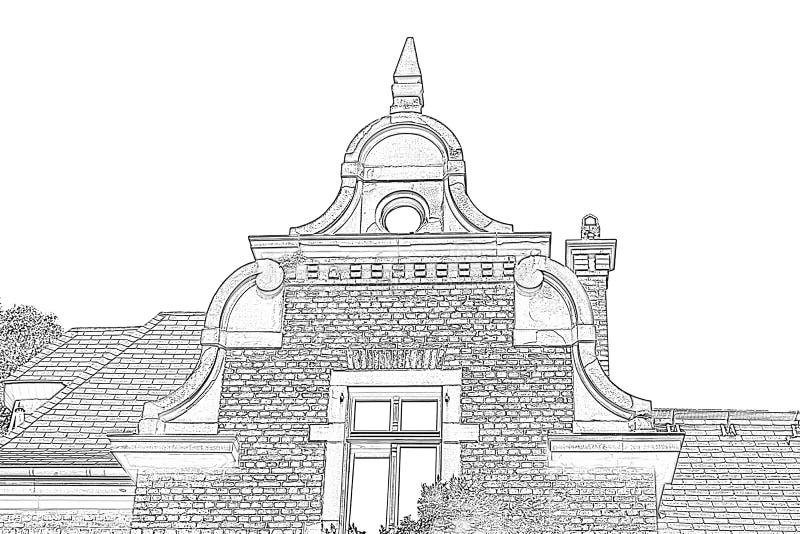 Illustration Gable View of an Old Villa Stock Illustration ...