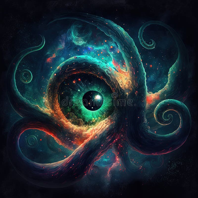 Illustration of Galaxy and Space with Monsters for HP Lovecraft ...