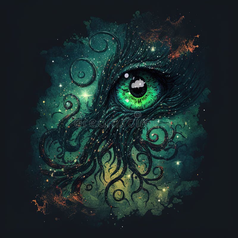 Illustration of Galaxy and Space with Monsters for HP Lovecraft ...