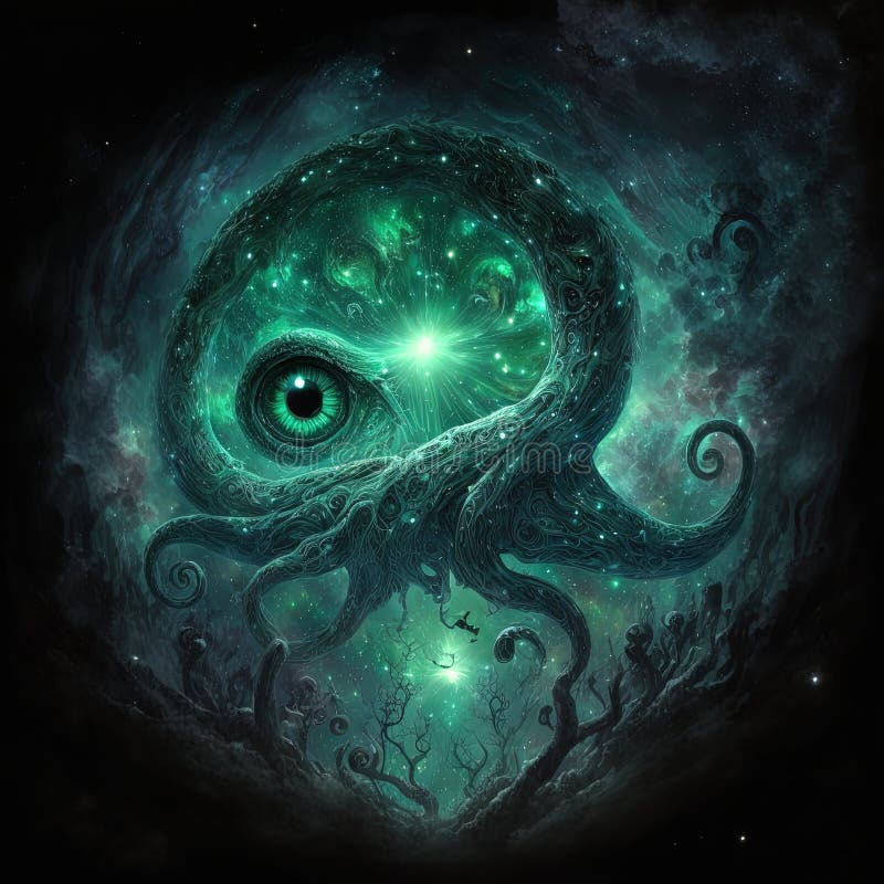 Illustration of Galaxy and Space with Monsters for HP Lovecraft ...