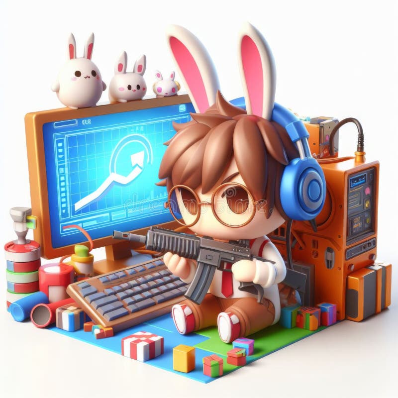 Illustration of a Game Character for Computer Games Stock Illustration ...