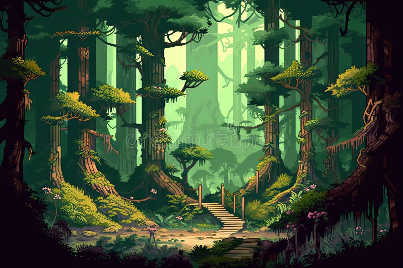 Illustration Game Level Design Forest Created Stock Image - Image of ...