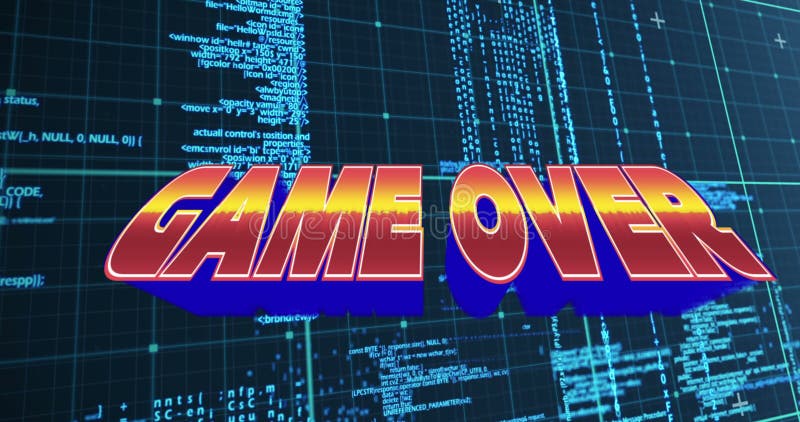 Illustration of Game Over Text with Grid Pattern Over Computer ...