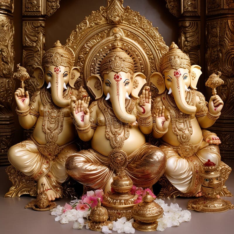 Illustration of the Ganeshas are Pictured in Their Sitting Pose ...