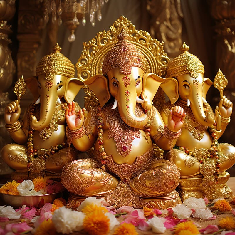 Illustration of the Ganeshas are Pictured in Their Sitting Pose ...