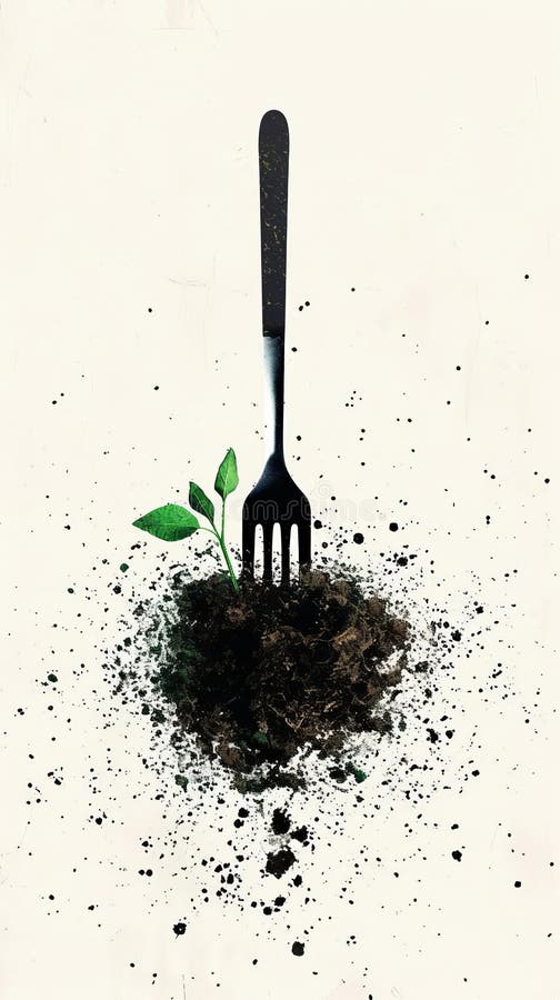 Illustration of a Garden Fork Turning Over Soil with a White Backdrop ...