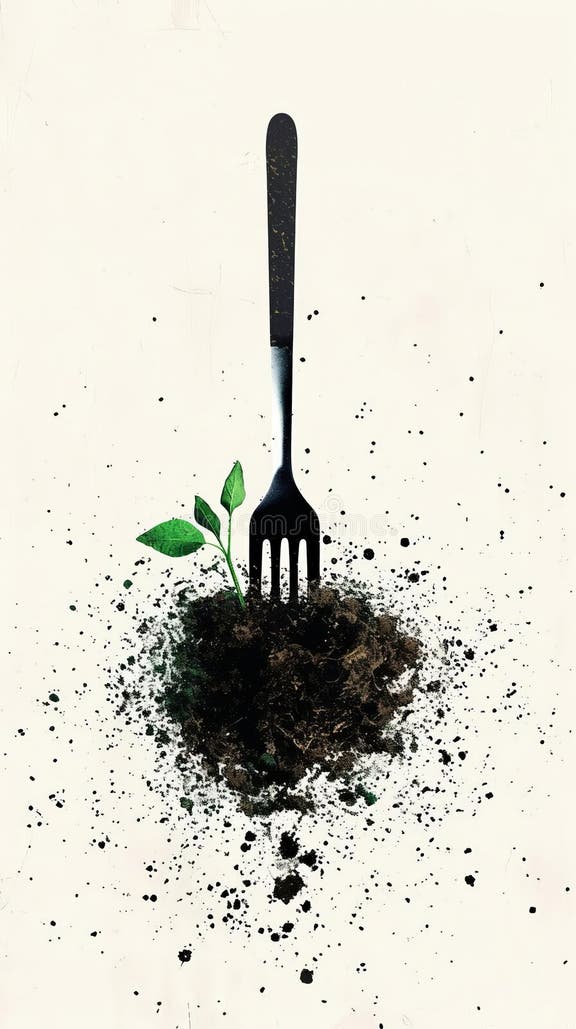 Illustration of a Garden Fork Turning Over Soil with a White Backdrop ...