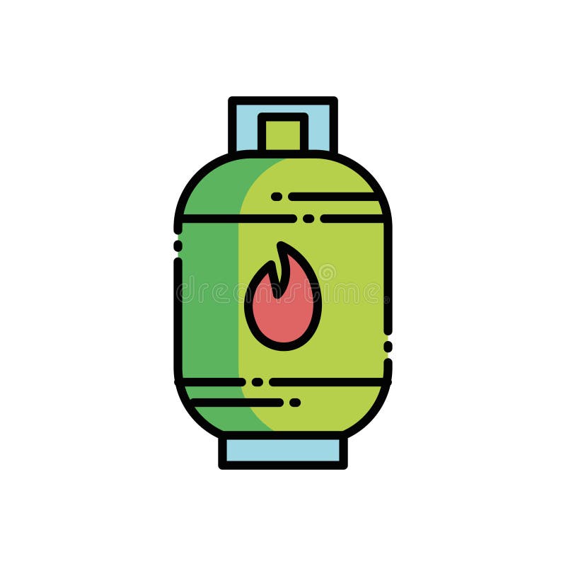 Illustration of a Gas Cylinder with Flame Symbol Stock Illustration ...