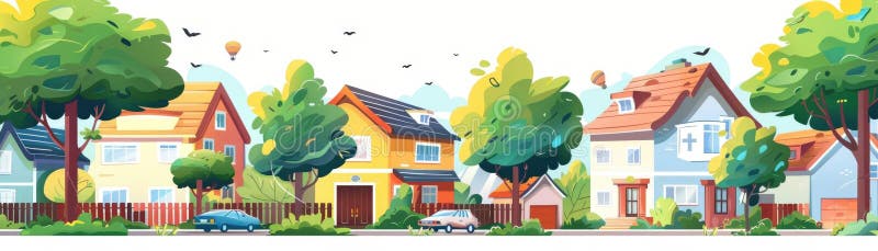 Illustration of a Gated Community with White Background Stock ...