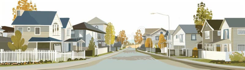 Illustration of a Gated Community with White Background Stock ...