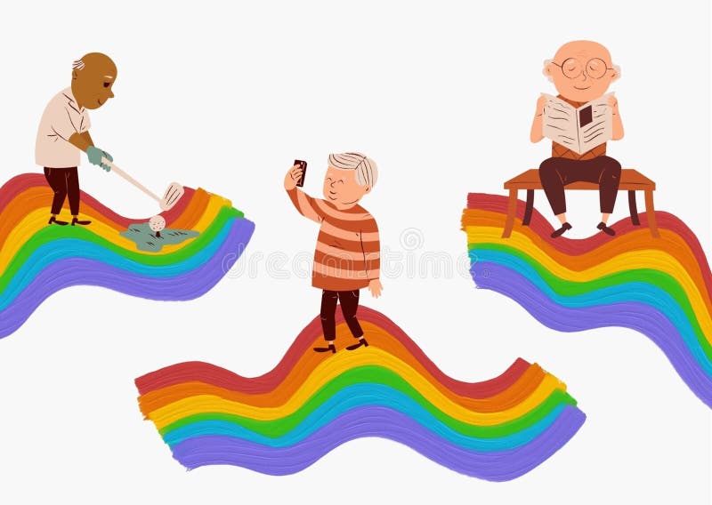 Illustration of Gay Old Men Doing Different Things Stock Illustration ...